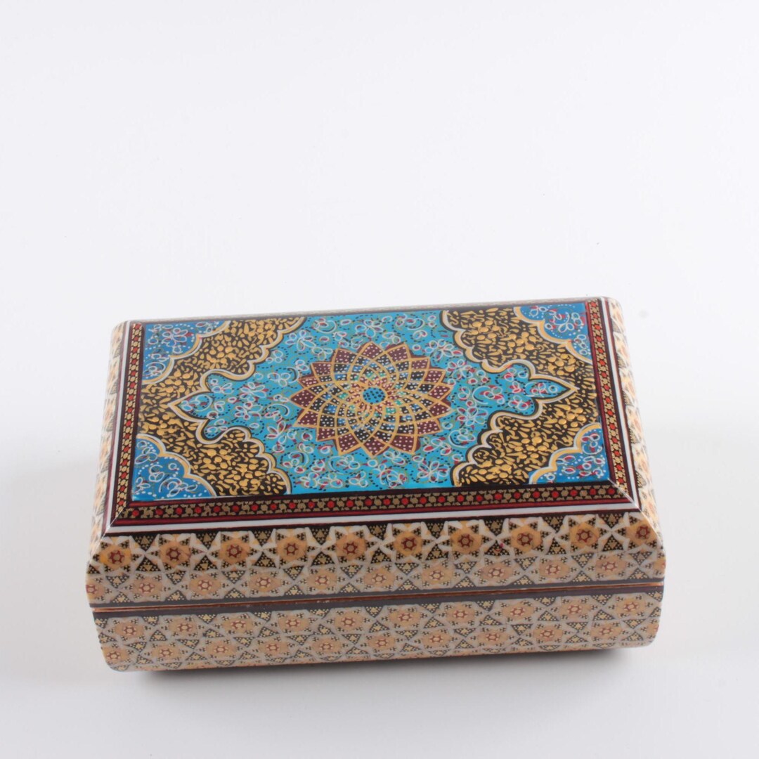 Persian Handmade Khatam Jewelry Box, Khatam Jewelry Box Embellished ...