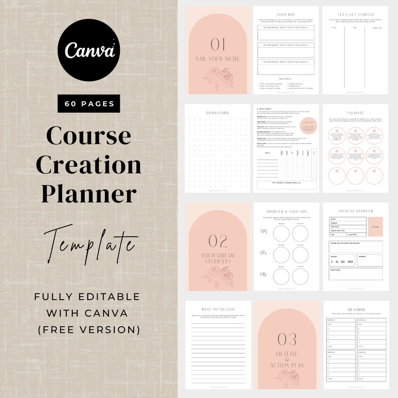 Printable Course Planner Course Creator Planner Template - Etsy