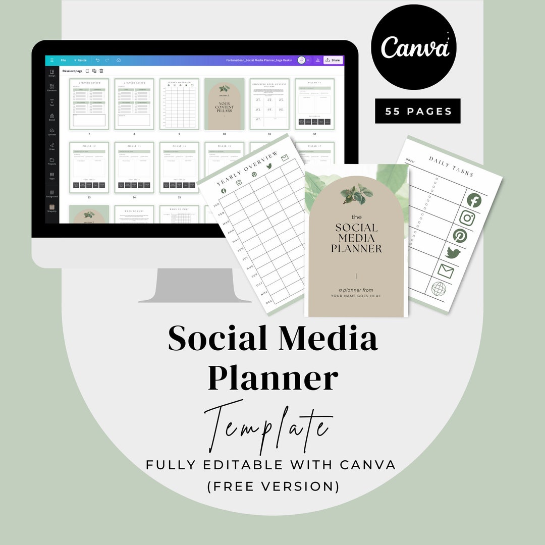 Social Media Content Planner | Monthly Content Planner | Digital ...