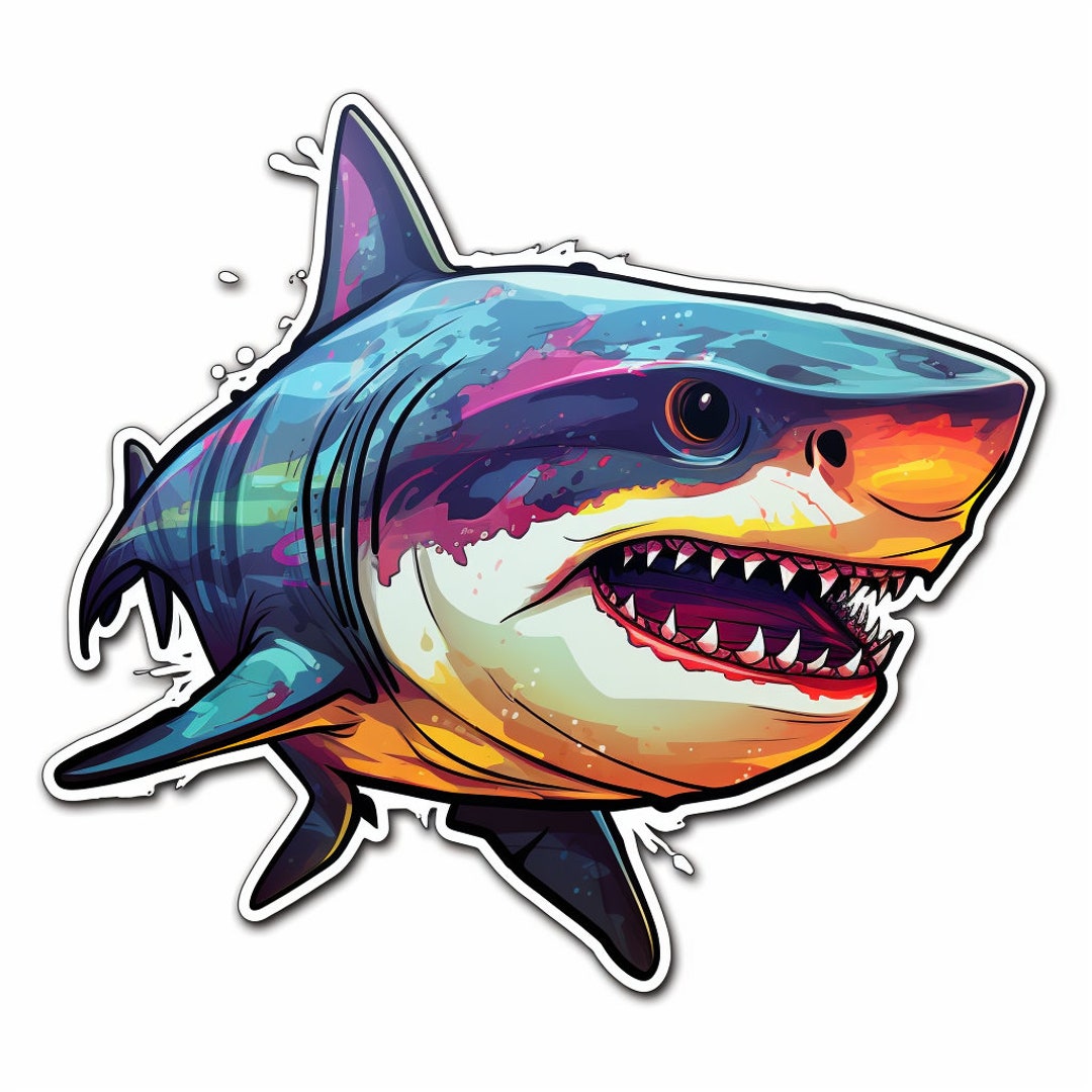 Funky Shark Sticker - Etsy