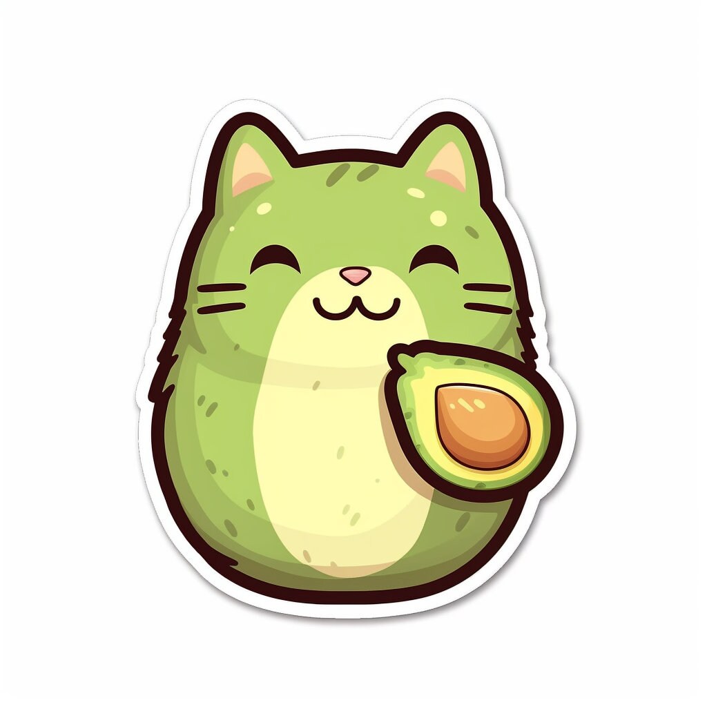 Avocado Cat Sticker - Etsy
