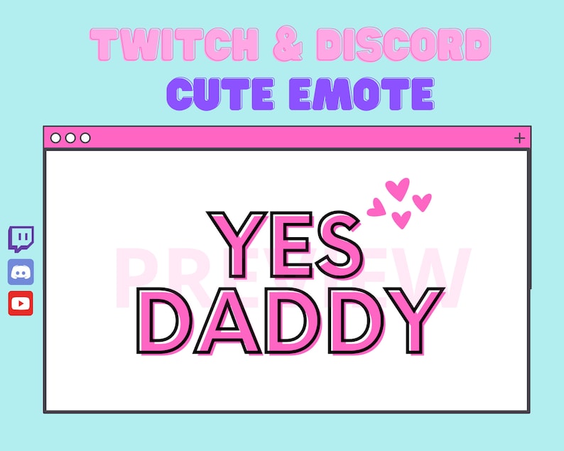 YES DADDY Pink Cute Twitch/discord Emote - Etsy