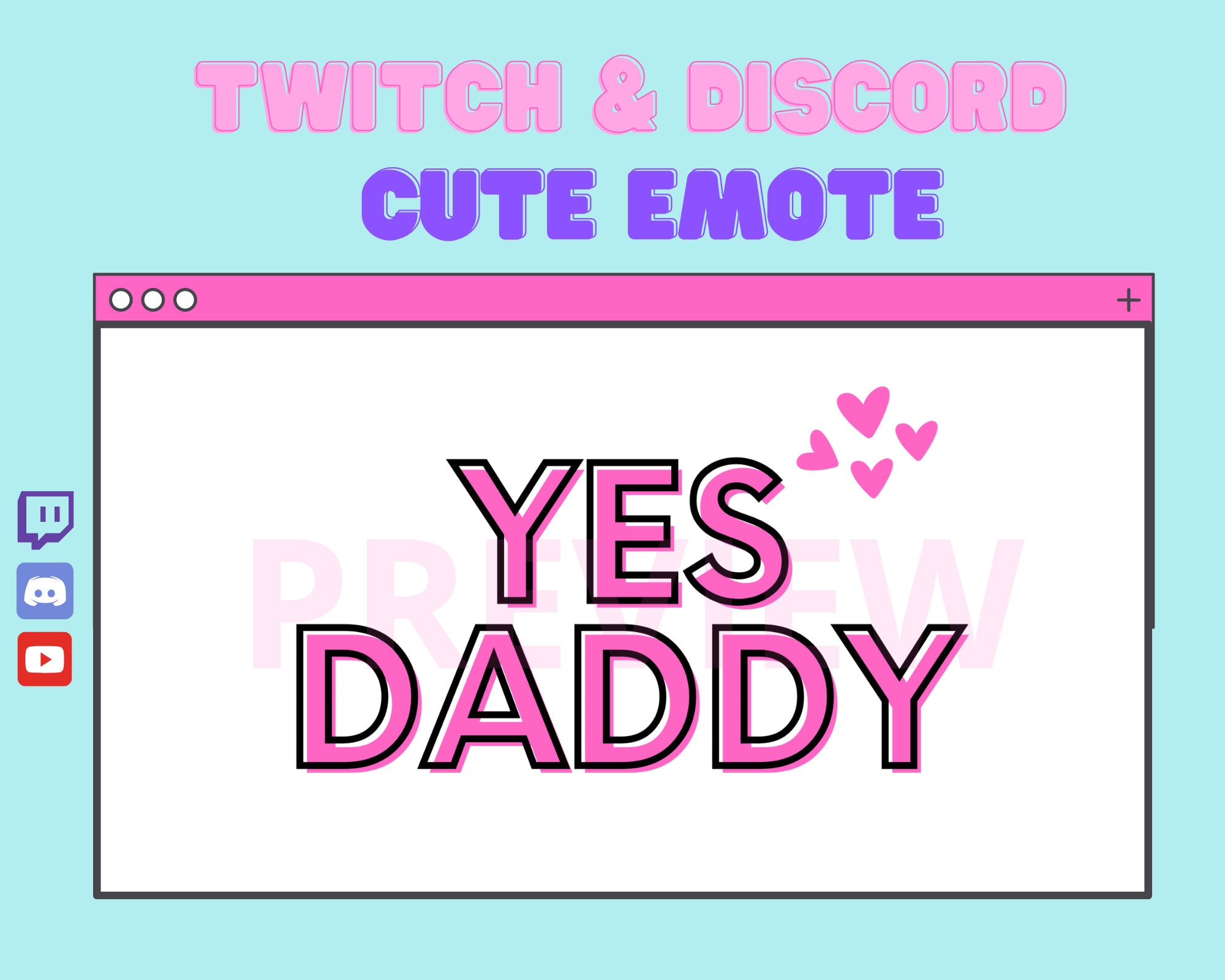 YES DADDY Pink | Cute Twitch/discord Emote - Etsy