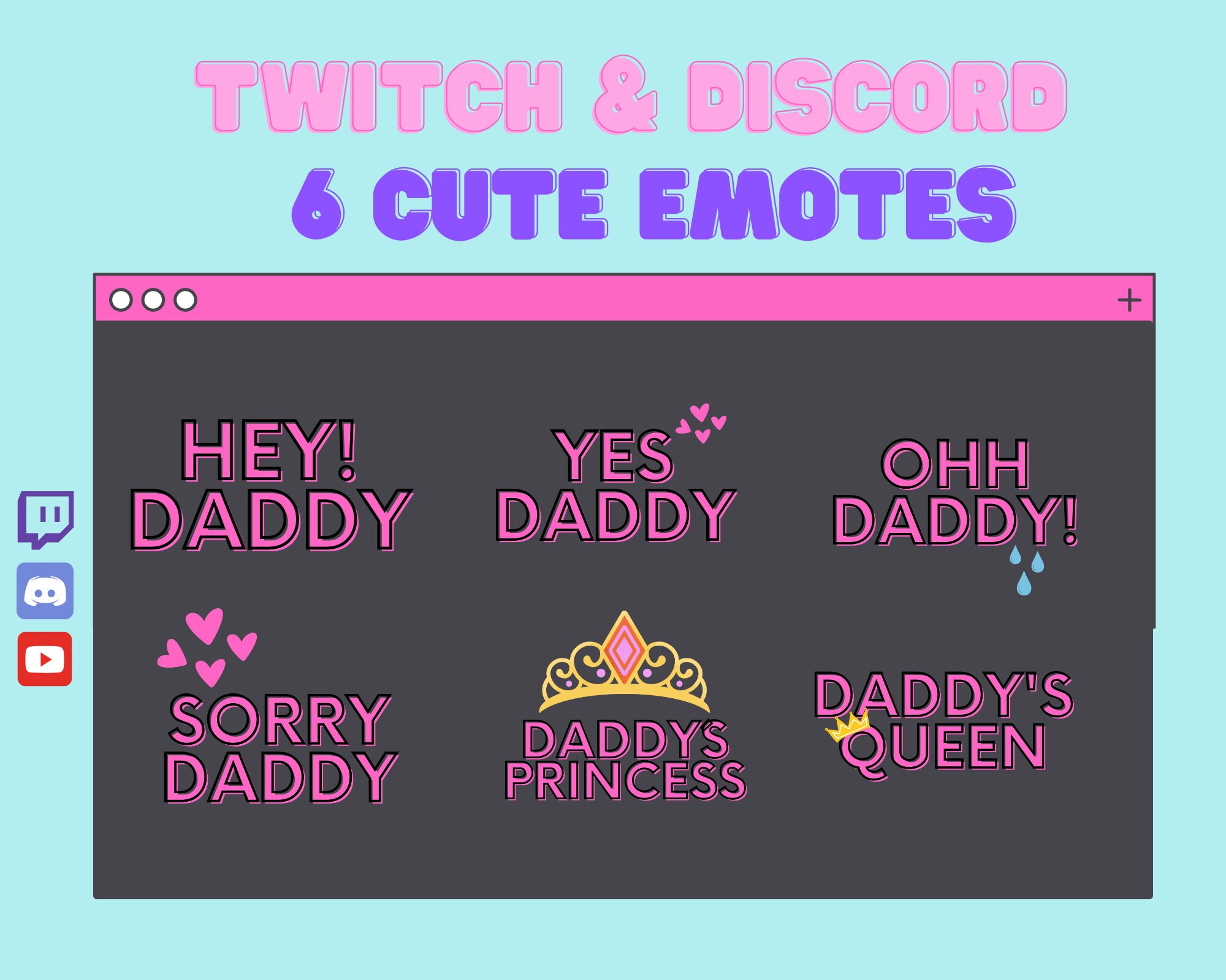 Daddy Emotes Bundle With 6 Daddy Emotes in Pink | Cute Twitch/discord ...