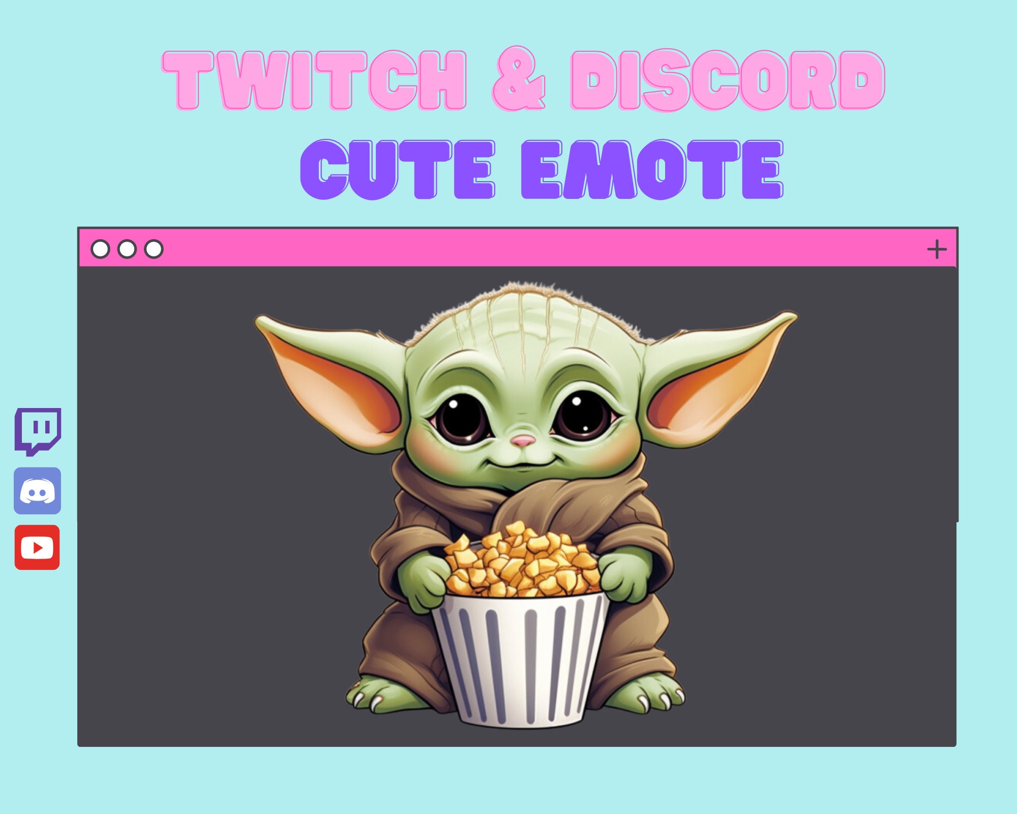 Baby Yoda Eating Popcorn Grogu | Star Wars Inspired | Cute Twitch ...