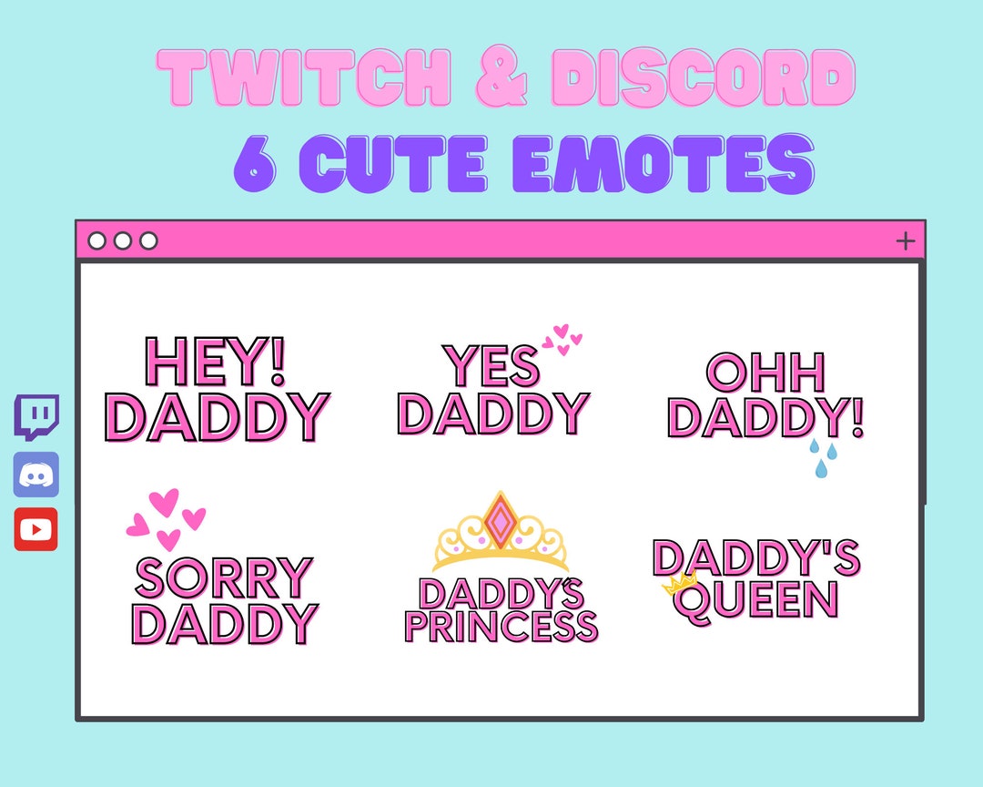 Daddy Emotes Bundle With 6 Daddy Emotes in Pink | Cute Twitch/discord ...
