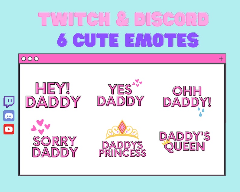 Daddy Emotes Bundle With 6 Daddy Emotes in Pink | Cute Twitch/discord ...