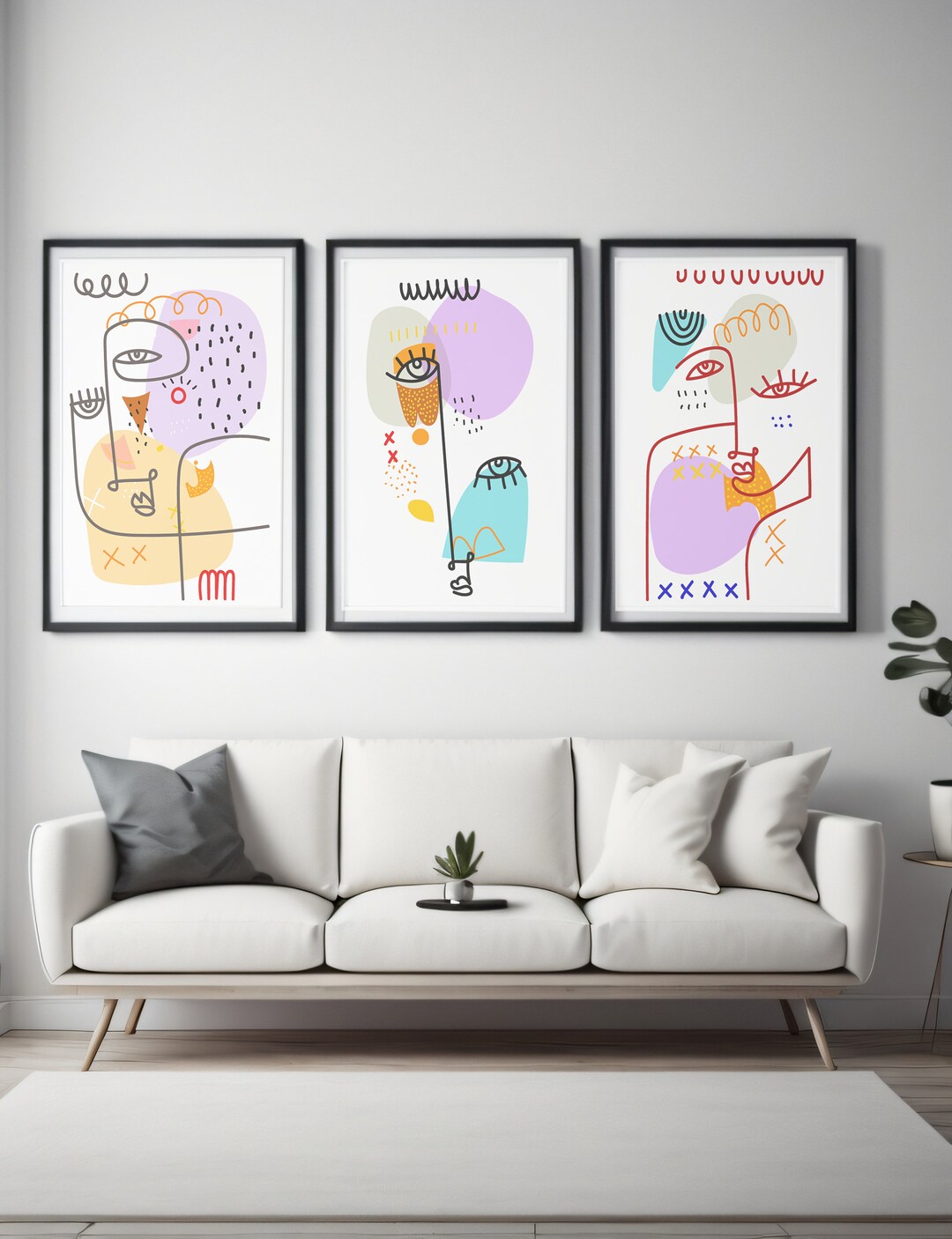 Abstract Female Portrait Posters - Interior Decoration - Set of 3 - Etsy