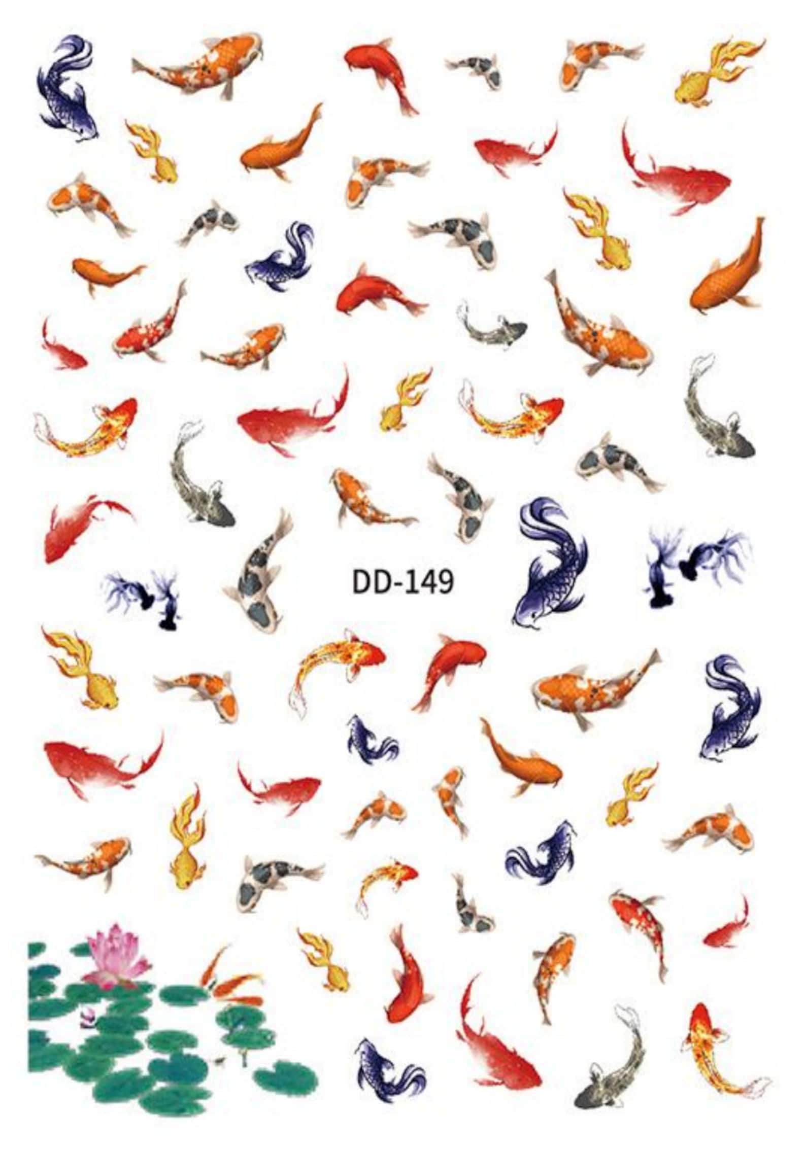 Koi Fish Nail Decal Sticker DIY Nail Art - Etsy