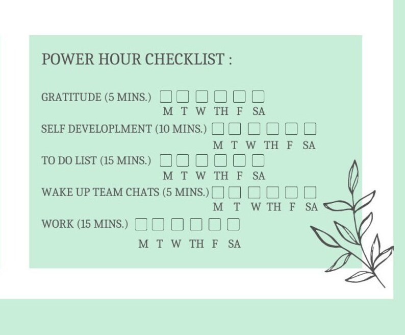 Printable Weekly Planner & Power Hour Checklist - Etsy
