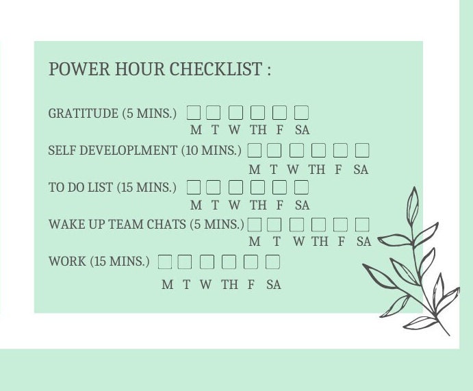 Printable Weekly Planner & Power Hour Checklist - Etsy