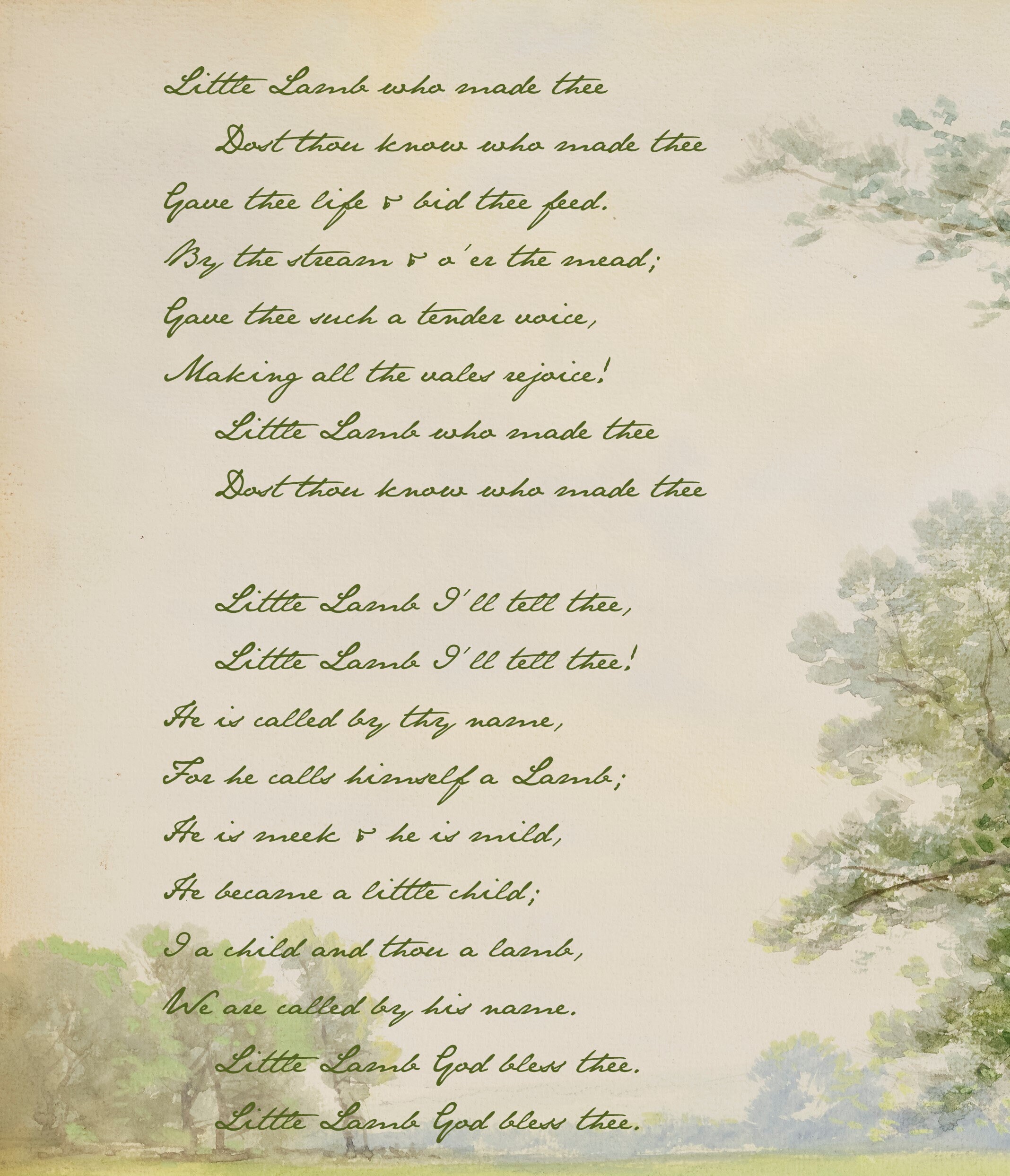 The Lamb | William Blake | Poetry Art | Print | Digital Download ...