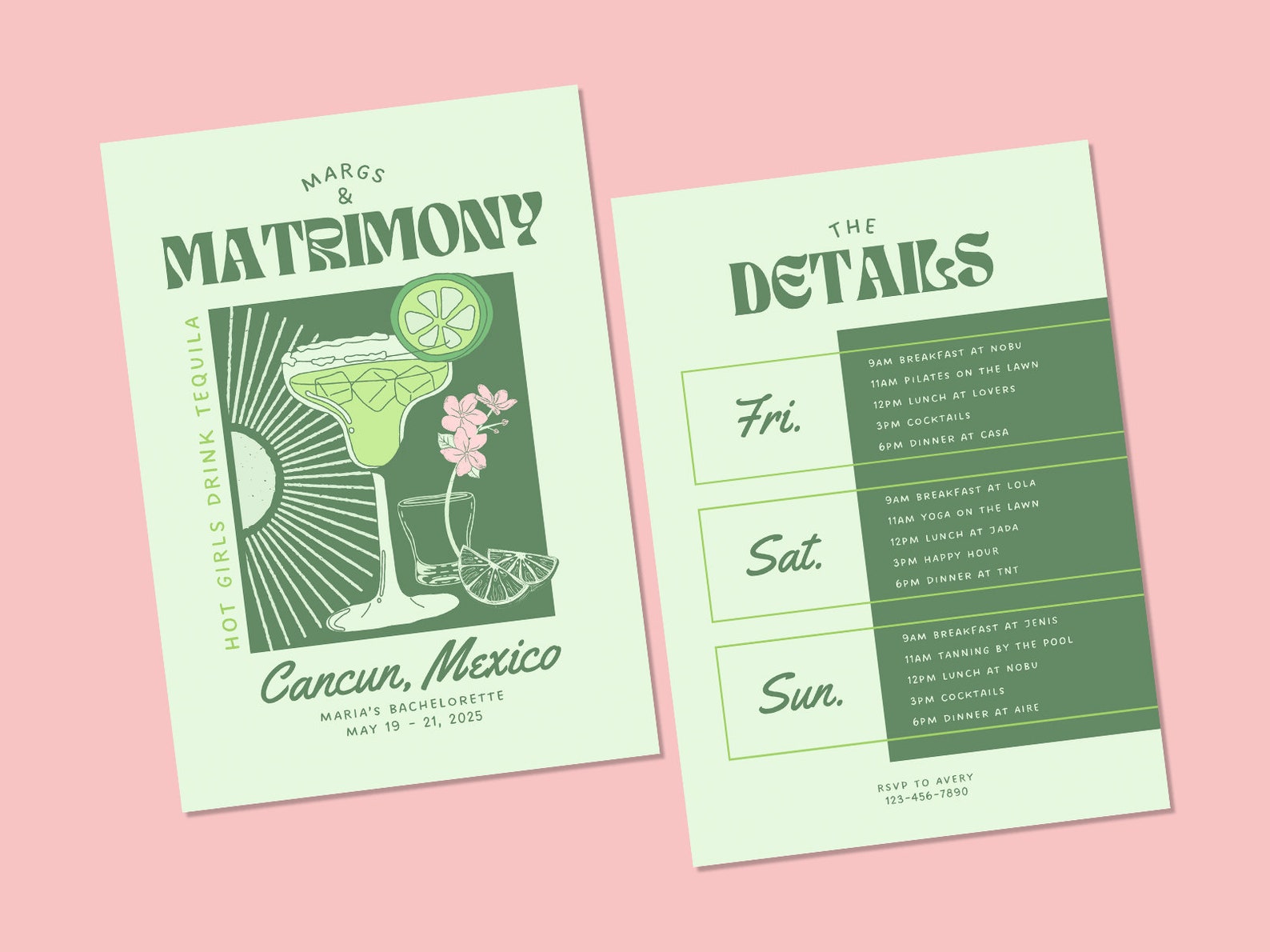 Margs and Matrimony Bachelorette Itinerary, Bach Weekend Itinerary ...