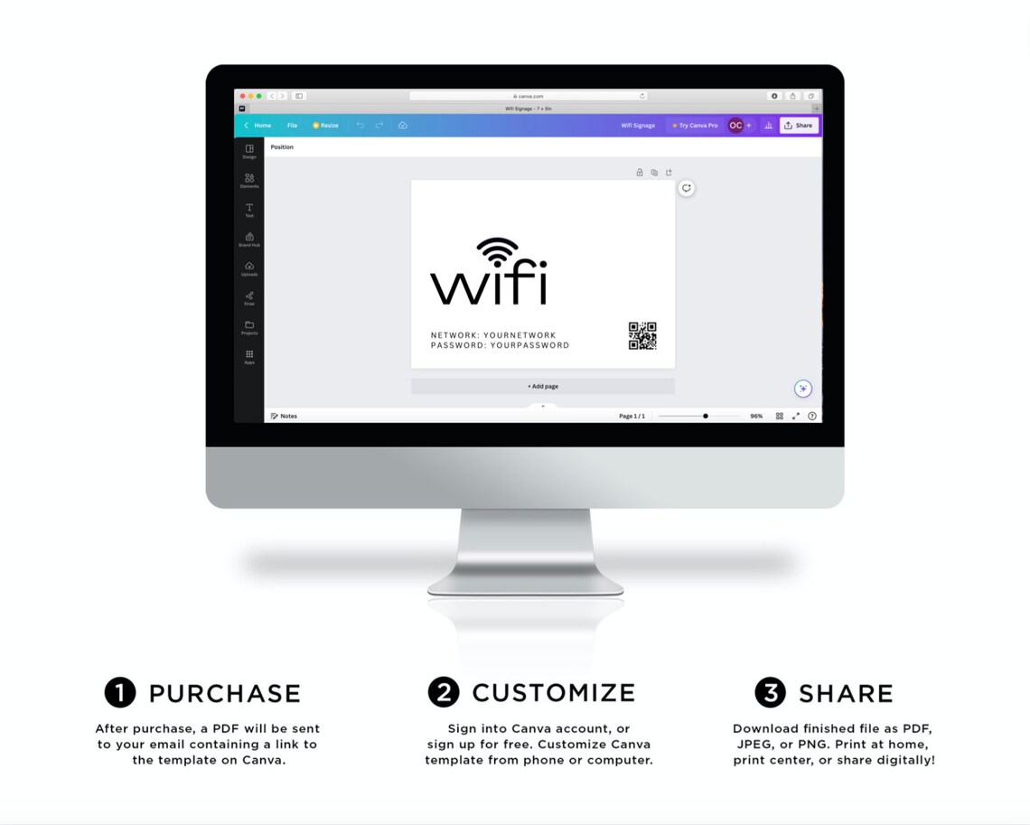 Wifi Printable, QR Code Sign, QR Wifi, Wifi Password Sign Printable ...