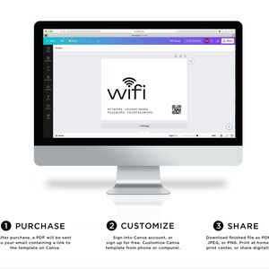 Wifi Printable, QR Code Sign, QR Wifi, Wifi Password Sign Printable ...