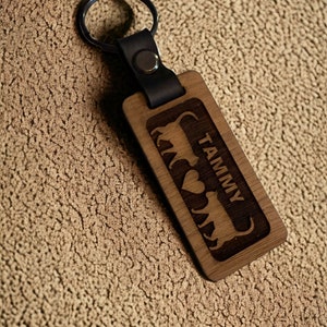 Customize Wood Key Chain, Engraved Keychain Gift for Home, Car, Office ...
