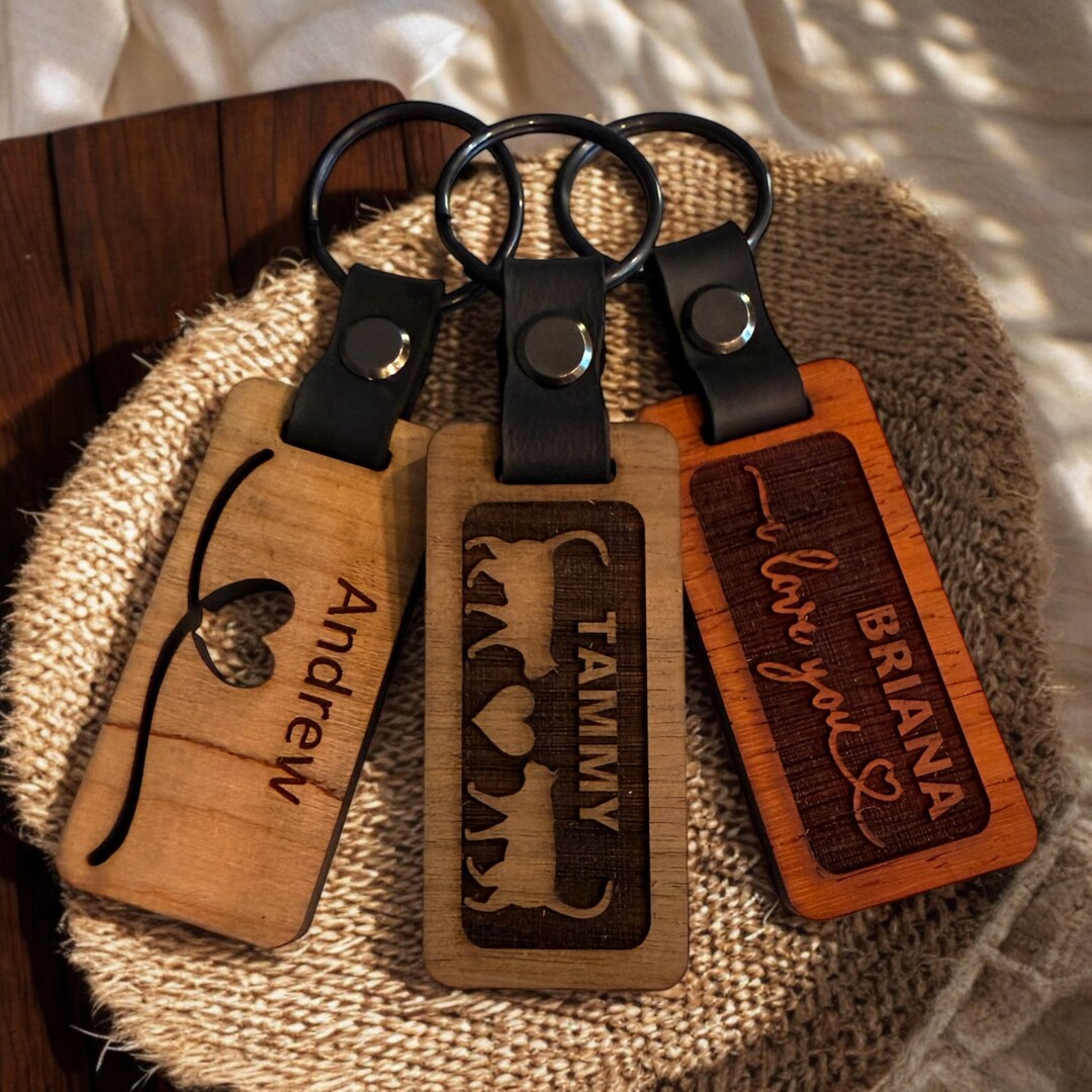 Customize Wood Key Chain, Engraved Keychain Gift for Home, Car, Office ...