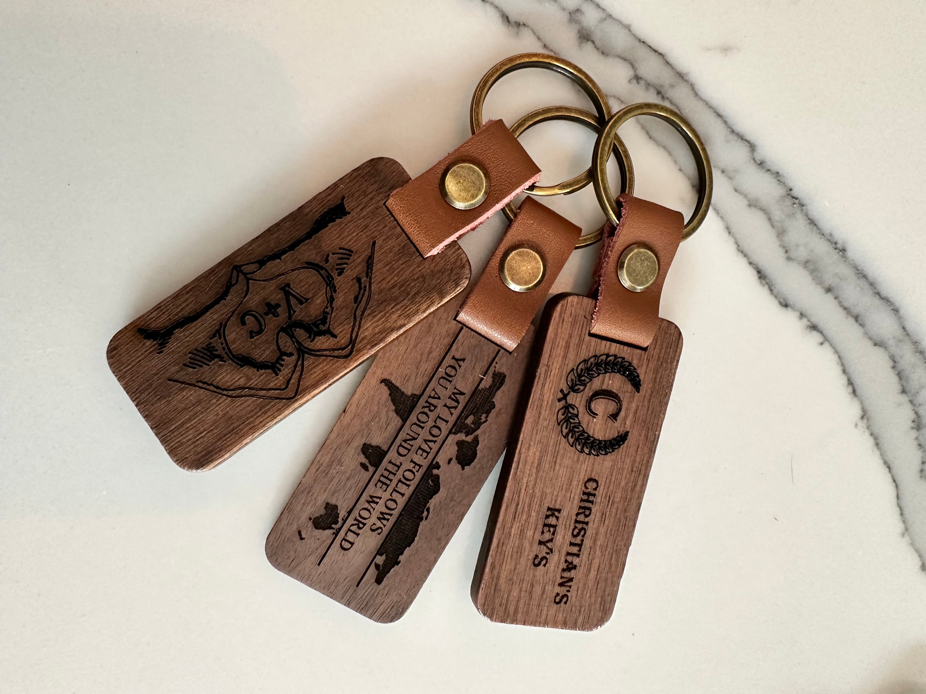 Customize Wood Key Chain, Engraved Keychain Gift for Home, Car, Office ...