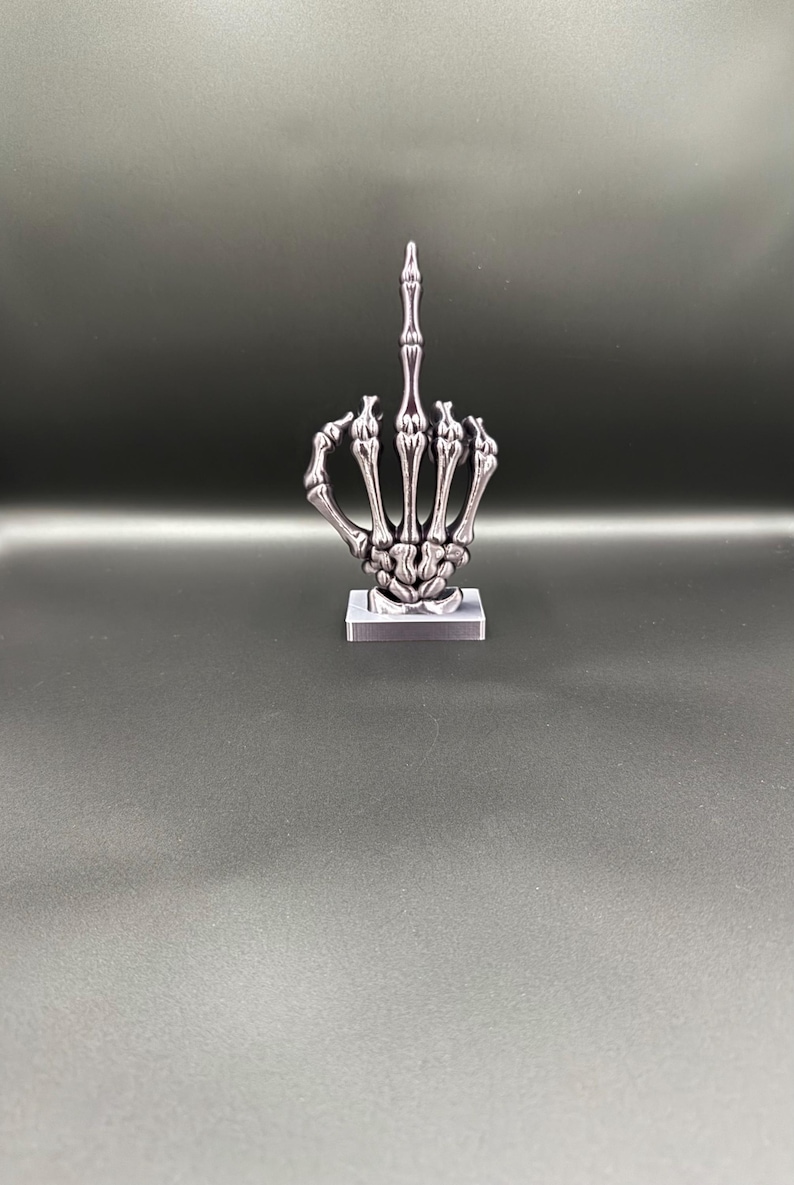 3D Printed Skeleton Hand Middle Finger Statue: Gothic Halloween Desk ...