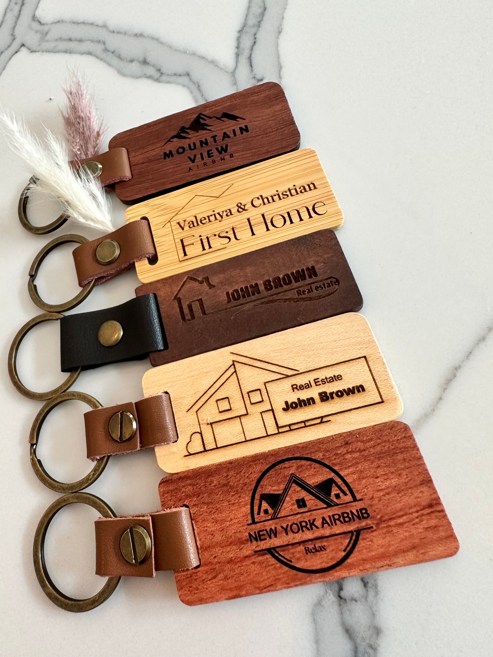 Customize Wood Key Chain, Engraved Keychain Gift for Home, Realtor and ...