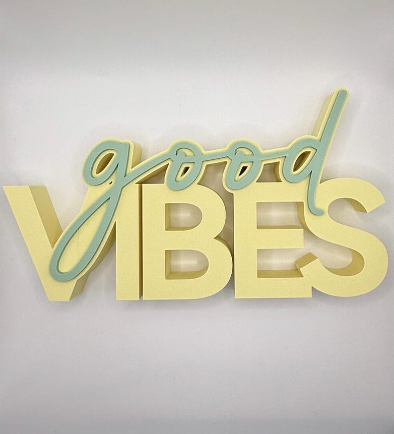 3D Printed Good Vibes Sign: Modern Desk & Home Decor - Etsy
