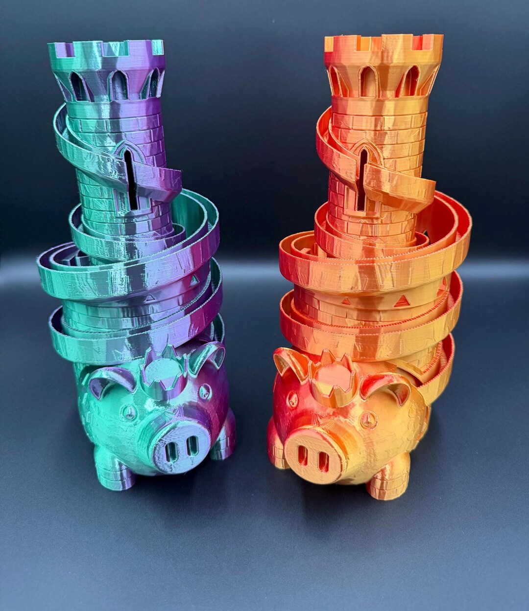 3D Printed Piggy Bank With Multiple Slots & Slide Modern Coin Bank Fun ...