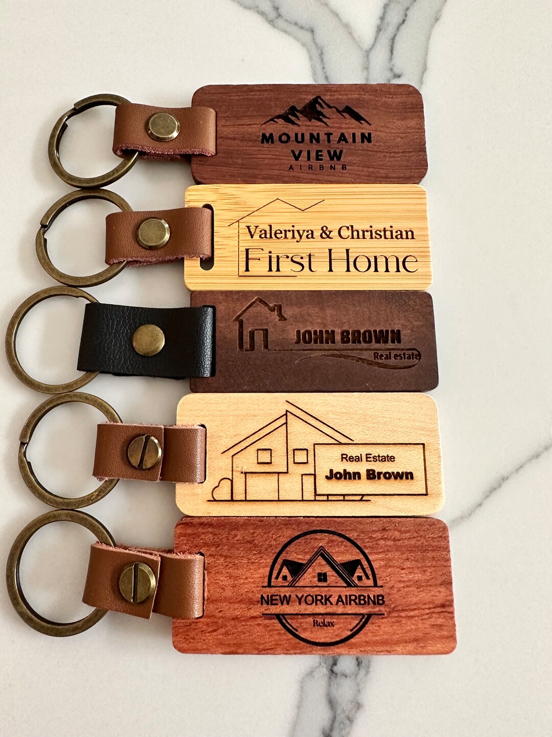 Customize Wood Key Chain, Engraved Keychain Gift for Home, Realtor and ...