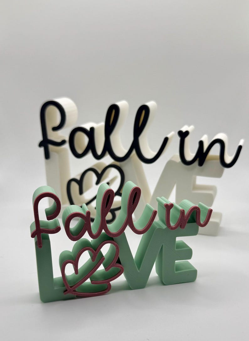 3D Printed Fall in Love Sign: Modern Wedding & Home Decor - Etsy