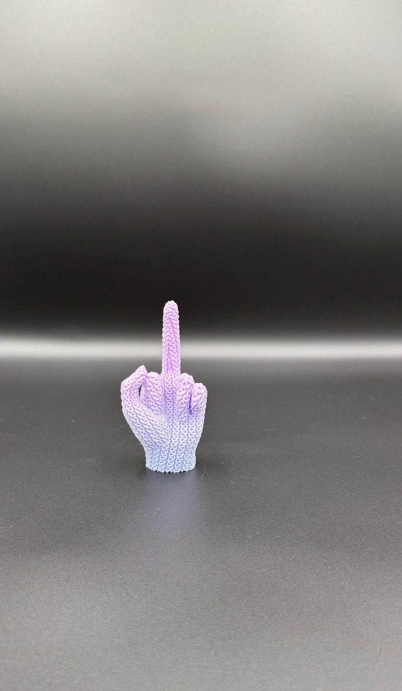 3D Printed Crocheted Middle Finger Funny Desk Decor Rude Gag Gift Cozy ...