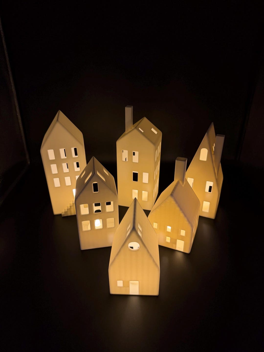 3D Printed Village LED Tea Light Houses: Mantel Decor Shelf Decor - Etsy