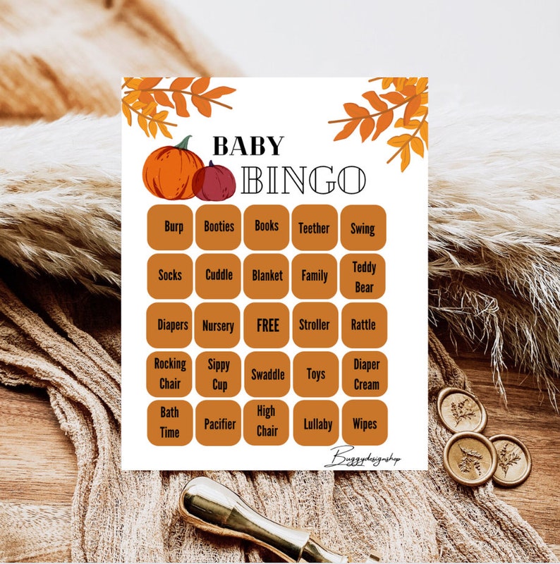 Fall Themed Baby Shower Games Fall Baby Bingo Game Cards Printable Baby ...