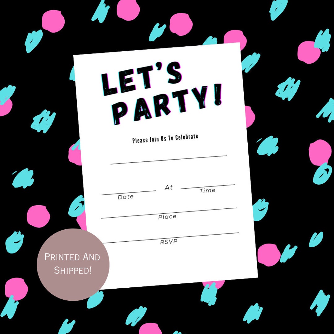 Let's Party Fill-in Invitations, Skate Party Invites, Blank Fill in ...