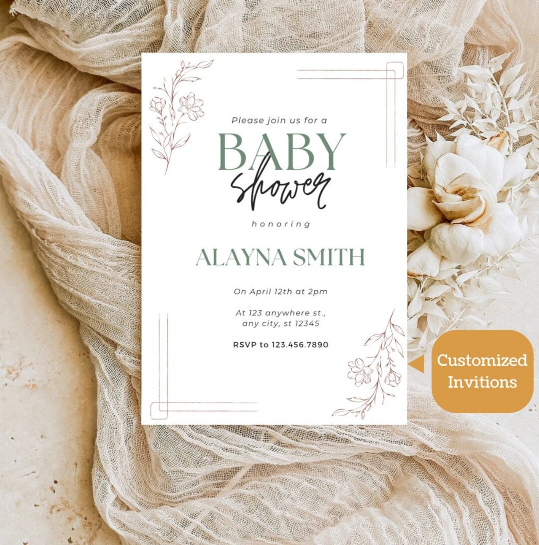 Minimalist Baby Shower Invitations Digital Download Simple Baby Shower ...