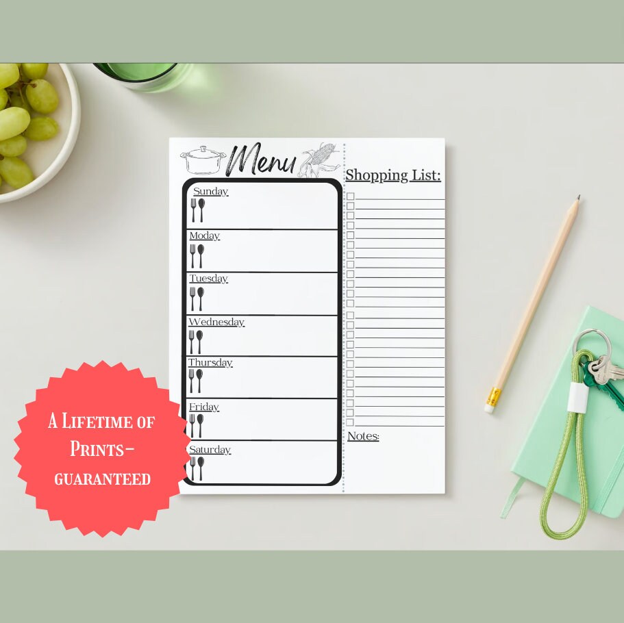 Meal Planner Printable Meal Plan and Grocery List Template Download ...