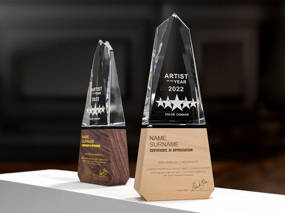 Crystal Trophy Custom Award Add Logo Free Design Wood - Etsy