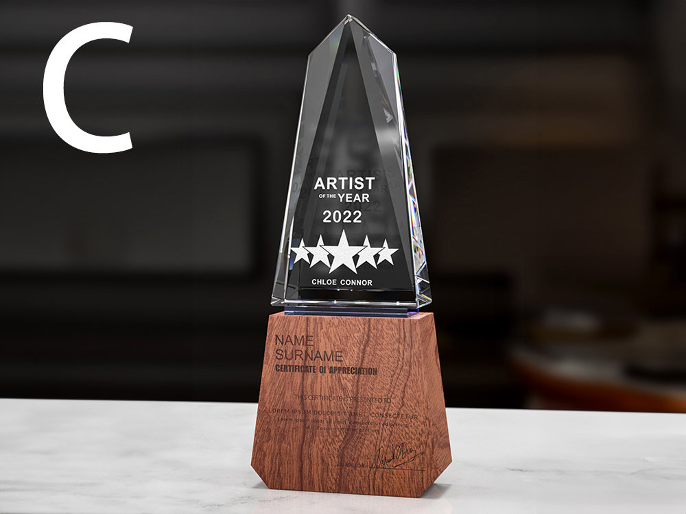 Crystal Trophy, Custom Award, Add Logo, Free Design, Wood Trophy ...