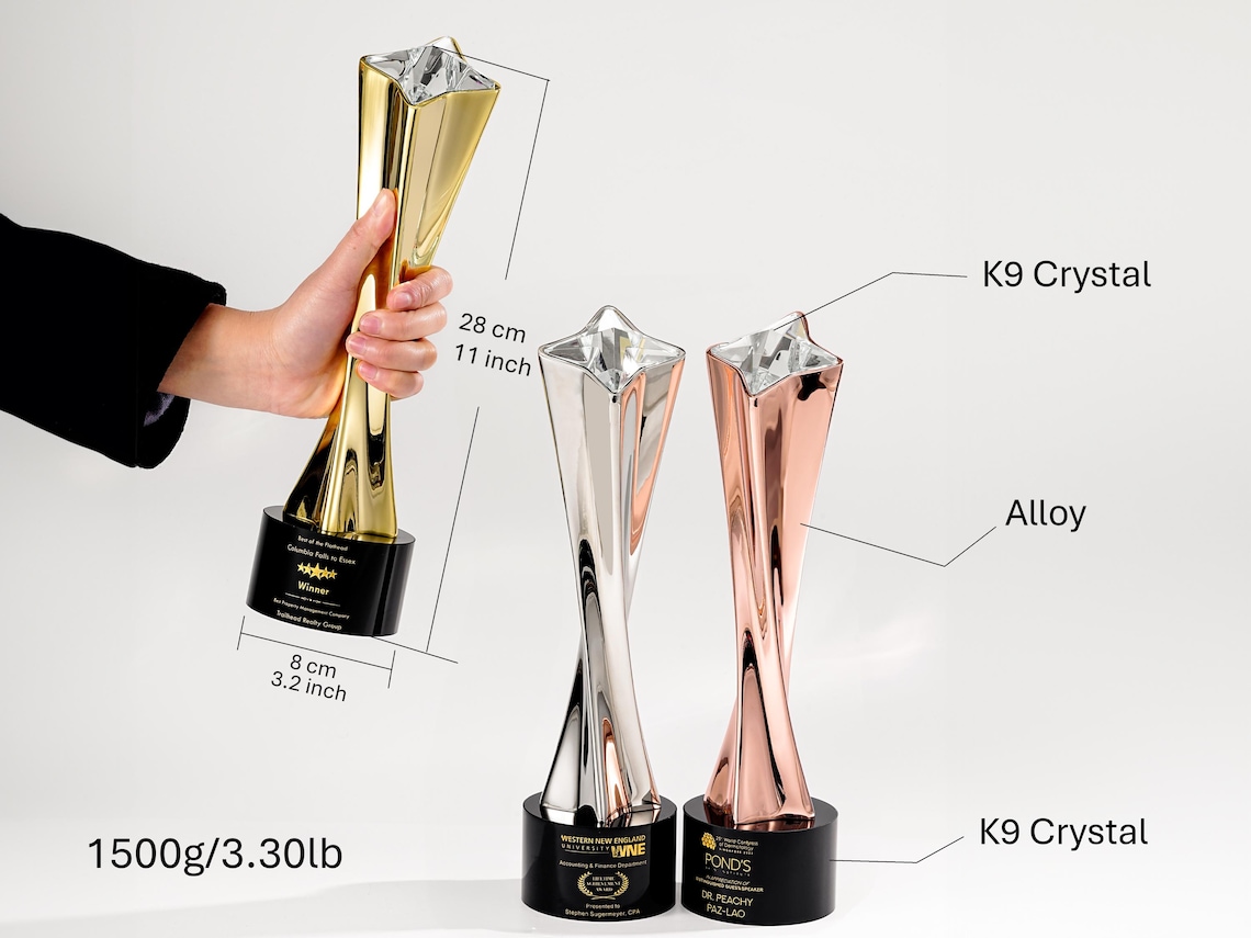 Custom Trophy, Personalized Text/logo, Star Crystal Award, Employee ...