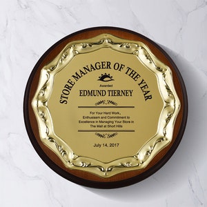 Custom Trophy Plaque, Round Trophy Plaque, Achievement Award, Business ...