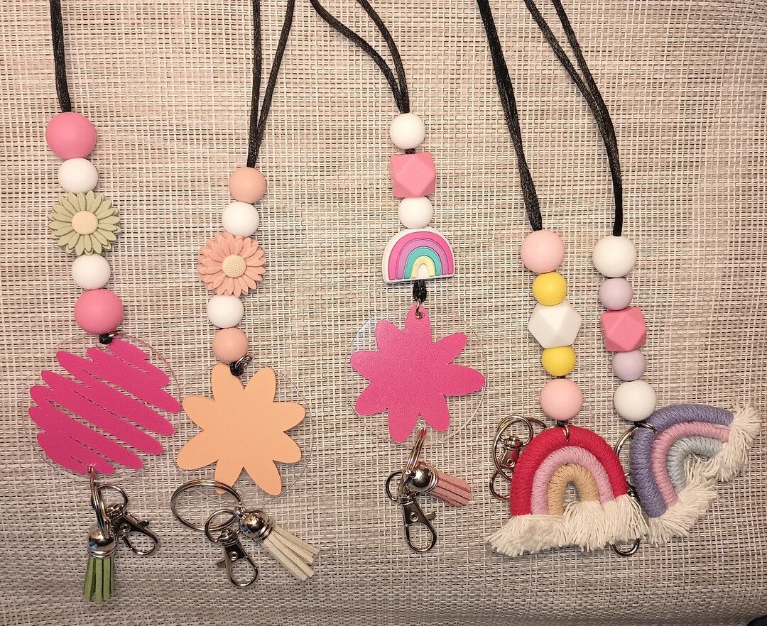 Lanyard for ID Badge Ice Cream, Rainbows, Flowers Themes - Etsy