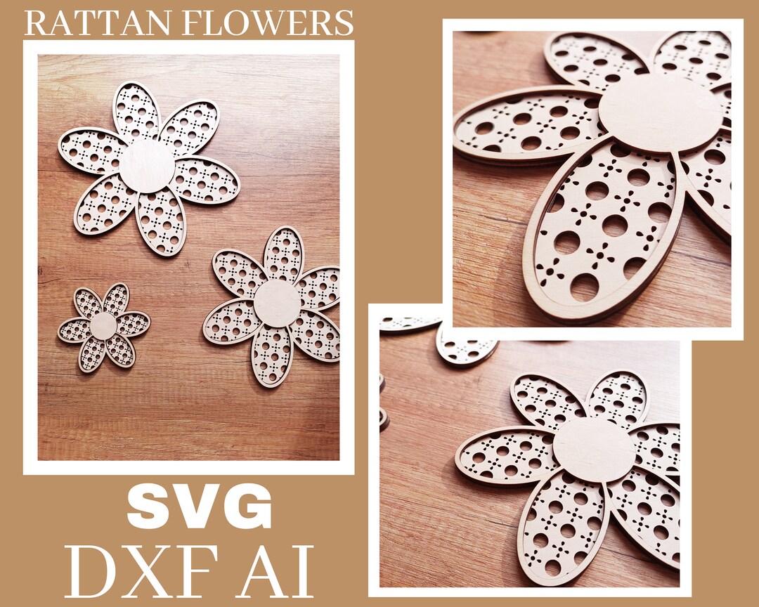 Rattan Flowers Designs Layer SVG DXF AI Digital Laser Cut File - Etsy ...