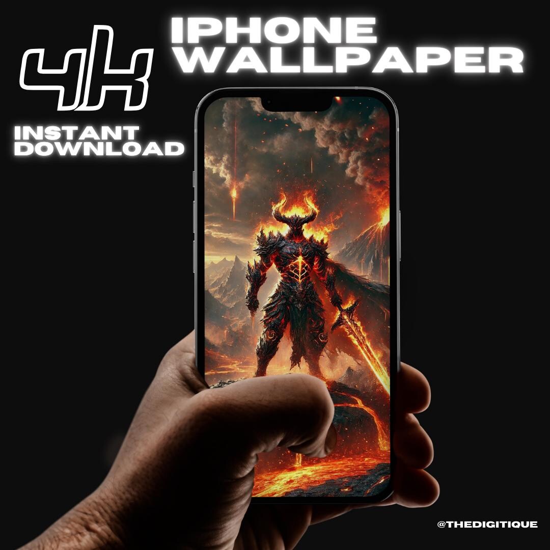 Infernal Titan 4K iPhone Wallpaper – Dark Fantasy Lava Warrior Lock ...