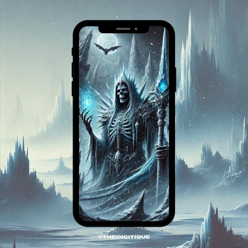 The Frozen Lich iPhone Wallpaper | 4K Ice Undead King Background | Dark ...
