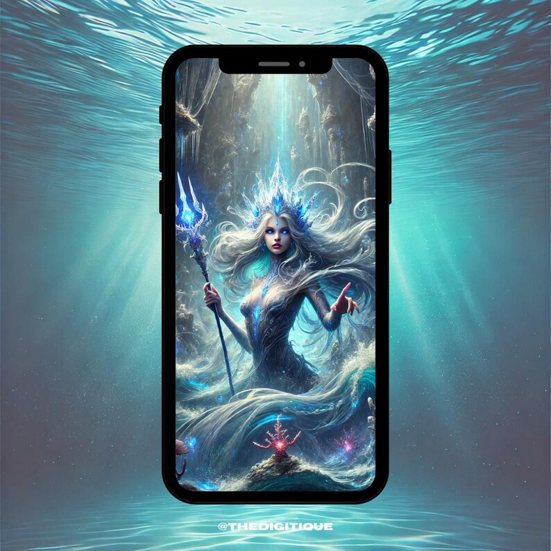 Mermaid Queen iPhone Wallpaper 4K Ocean Fantasy Background Mystic Sea ...