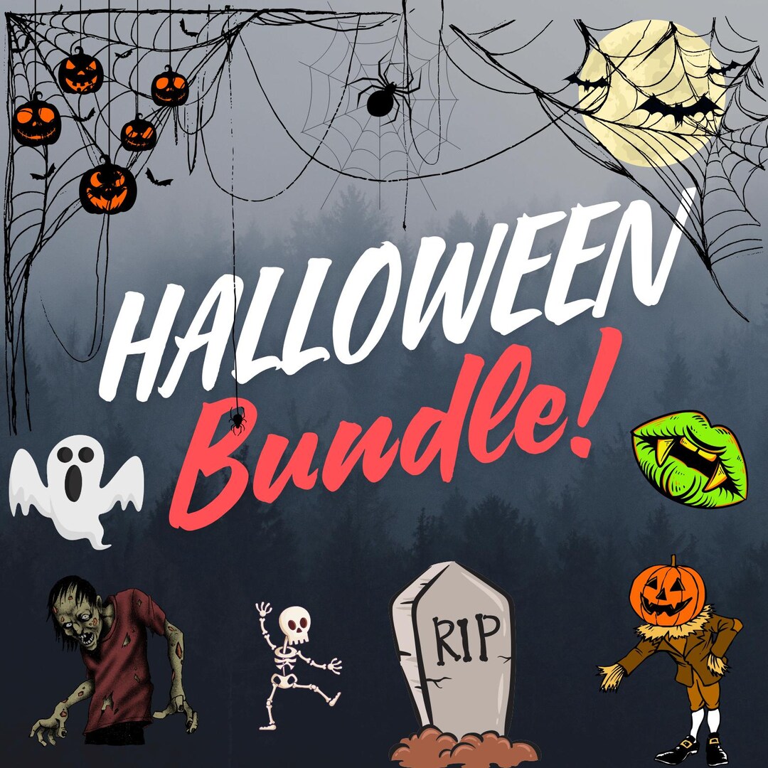 Halloween Printable Bundle Digital Pack of 50 Printable Images Spooky ...
