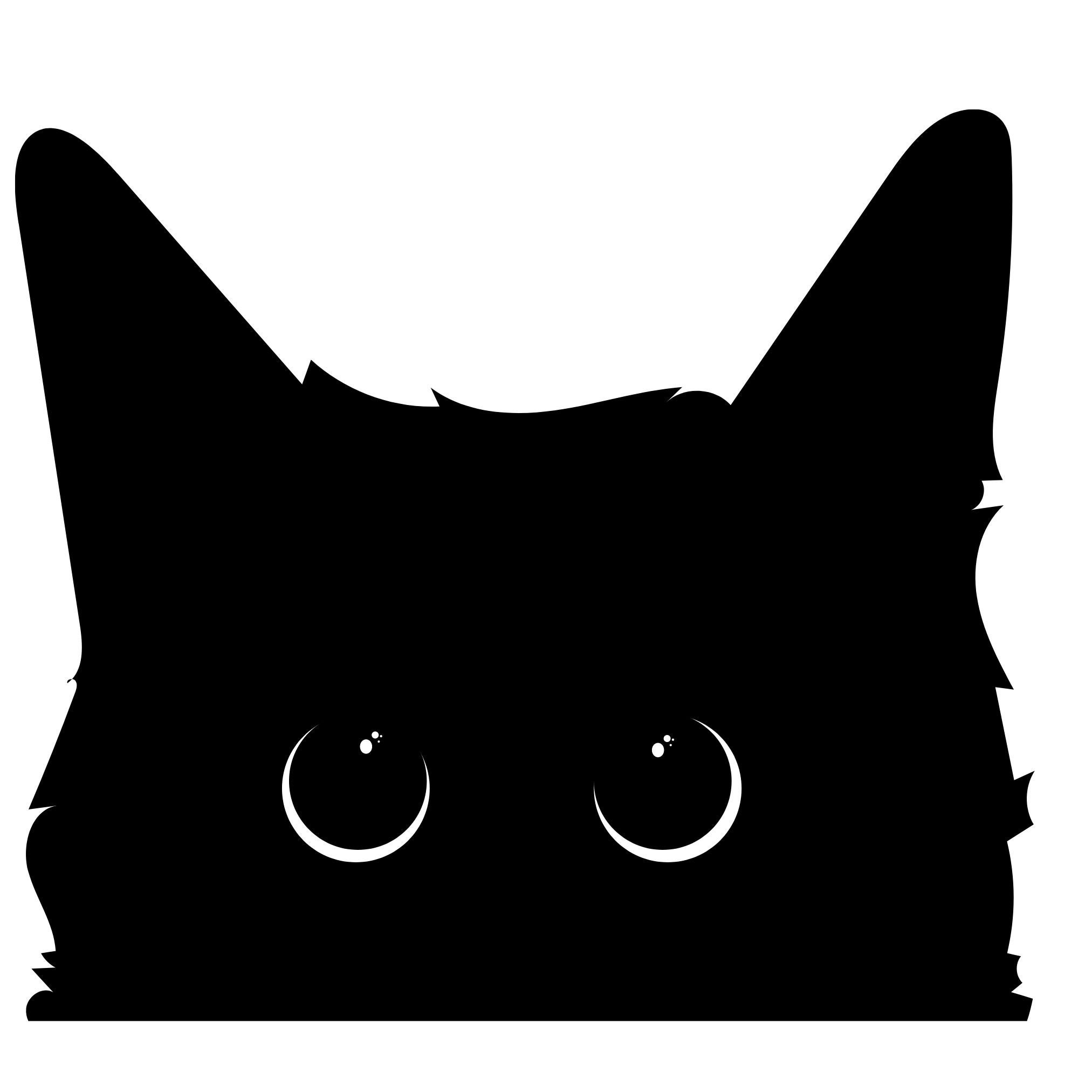 Black Cat Cute Eyes Digital Print Pngsvg Etsy