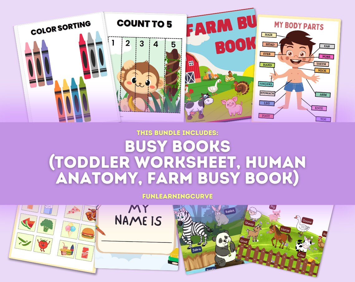 Preschool Busy Book Mega Bundle, Coloring Materials Flashcards Shapes ...