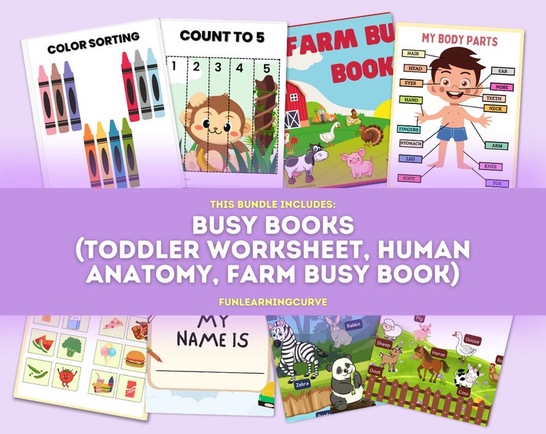 Preschool Busy Book Mega Bundle, Coloring Materials Flashcards Shapes ...