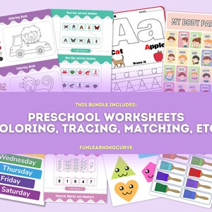 Preschool Busy Book Mega Bundle, Coloring Materials Flashcards Shapes ...
