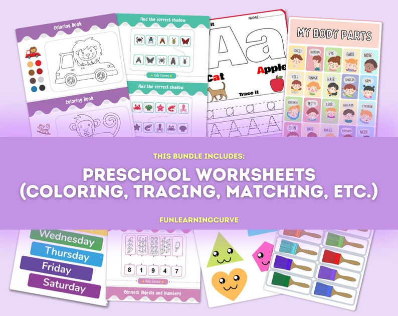 Preschool Busy Book Mega Bundle, Coloring Materials Flashcards Shapes ...