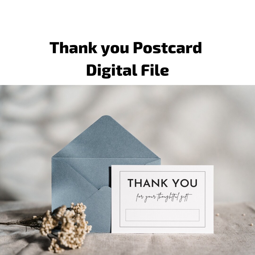 Thank You Card | Expressing Gratitude Postcard | Minimal | Black and ...
